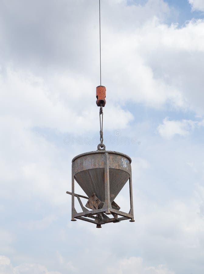 Crane Lifting Concrete Mixer Container Stock Photo - Image of business ...
