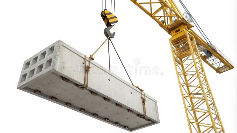 Crane Lifting Concrete Slab at Construction Site: Modern Engineering in ...