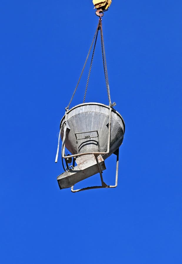 Crane Lifting Cone Tank for Cement Stock Photo - Image of high ...