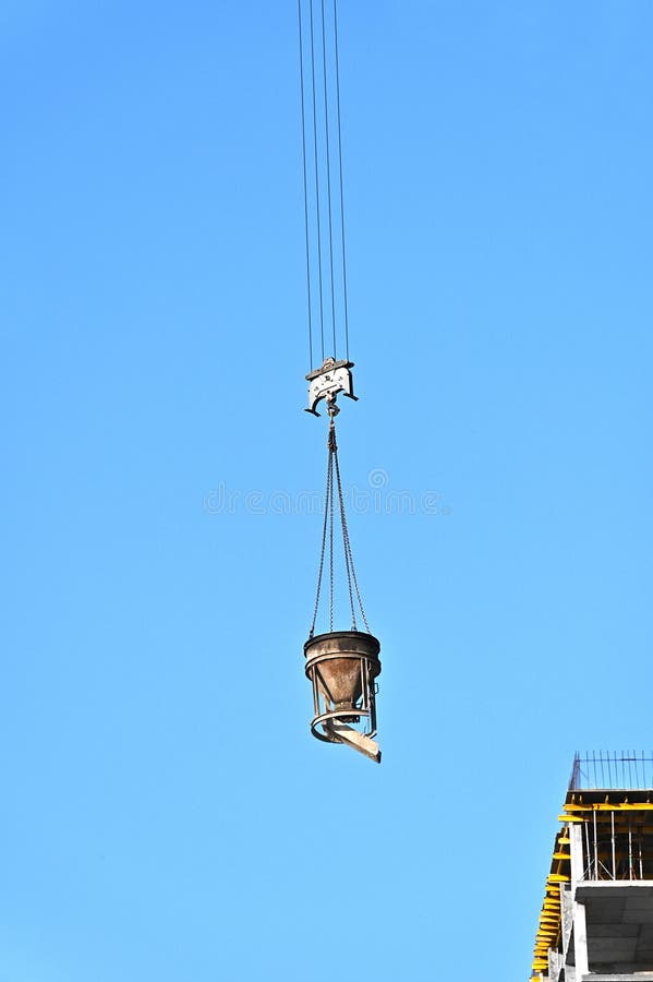 Crane Lifting Cone Tank for Cement Stock Image - Image of concrete ...