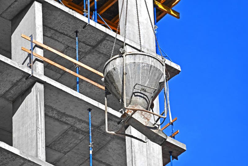 Crane Lifting Cone Tank for Concrete Stock Image - Image of business ...