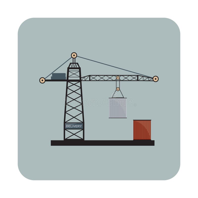 Crane Lifting Container. Vector Illustration Decorative Design Stock ...