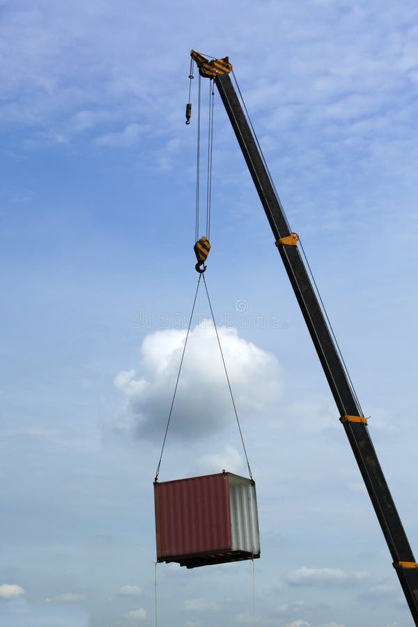 Crane Lifting Cutoff Container Moving in To the Sky. Stock Photo ...