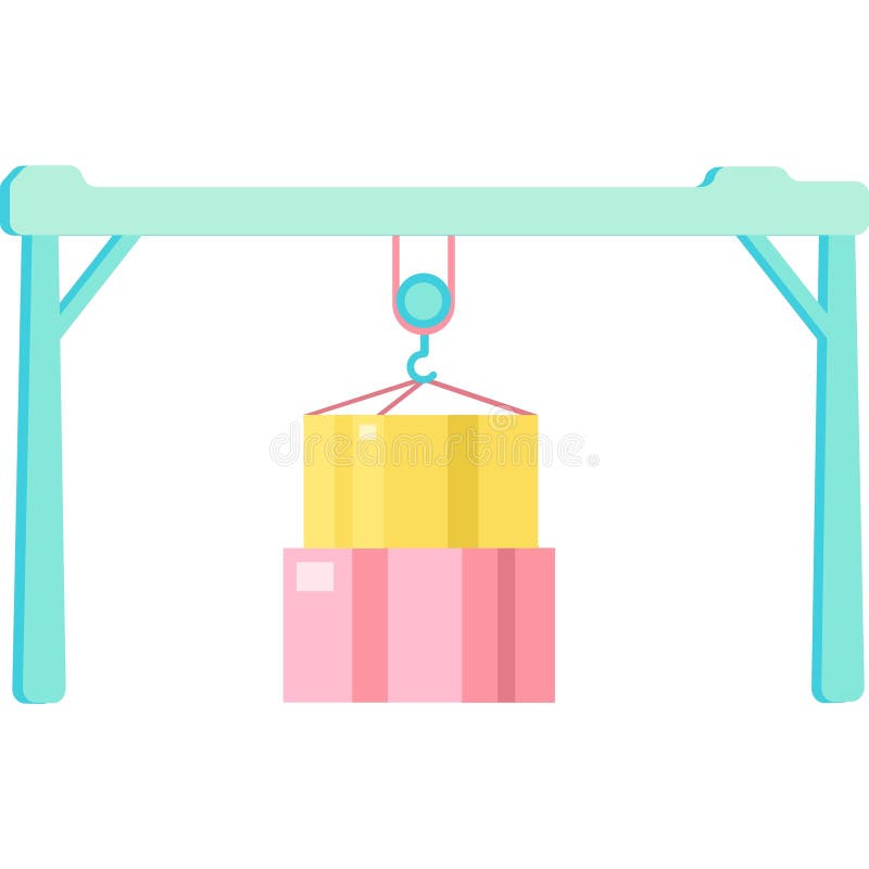 Crane Lifting and Loading Parcel Box Vector Icon Stock Vector ...