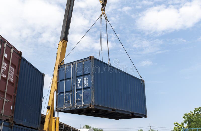 Crane Lifting Up Container Loading Stock Photo - Image of carriage ...
