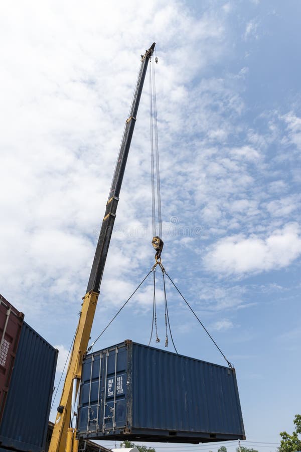 Crane Lifting Up Container Loading Stock Photo - Image of industry ...