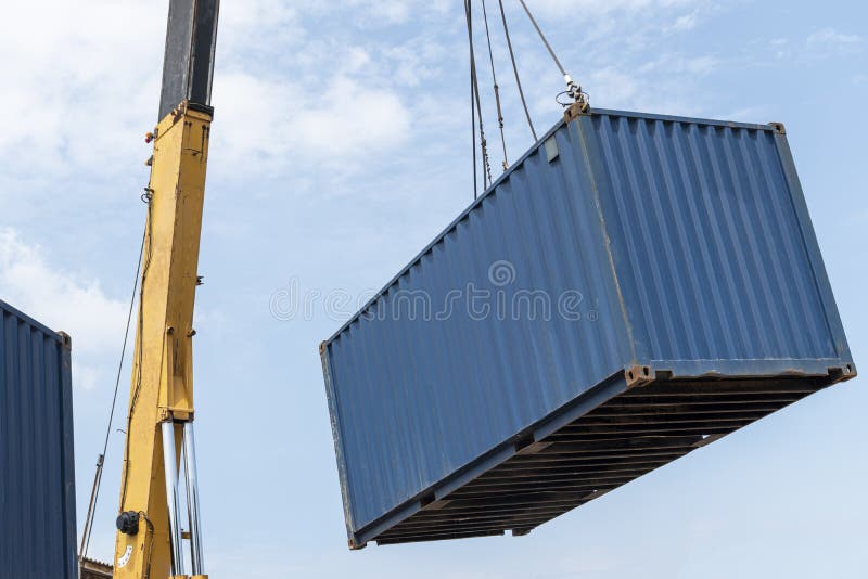 Crane Lifting Up Container Loading Stock Photo - Image of carriage ...