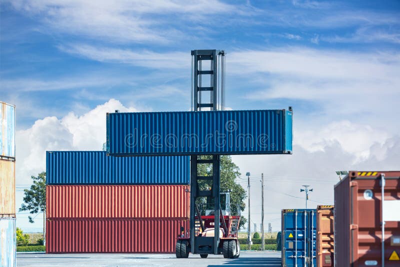 Crane Lifting Up Container in Railroad Yard. Crane Lifting Up Container ...