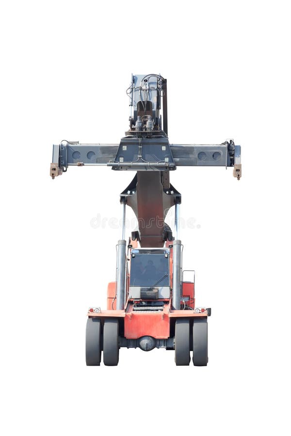 Crane Lifts Container Isolated on White Background with Clipping Stock ...