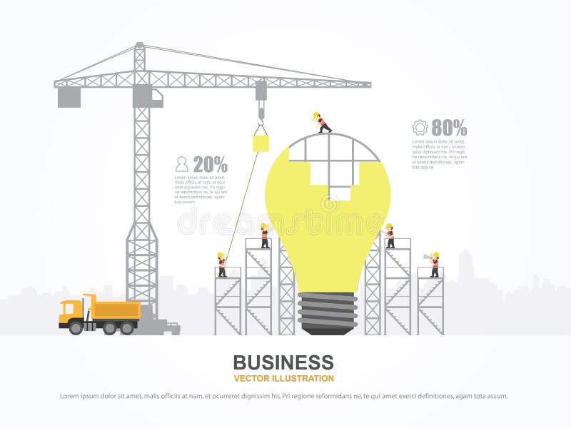 Crane and Light Bulb Building. Stock Vector - Illustration of business ...