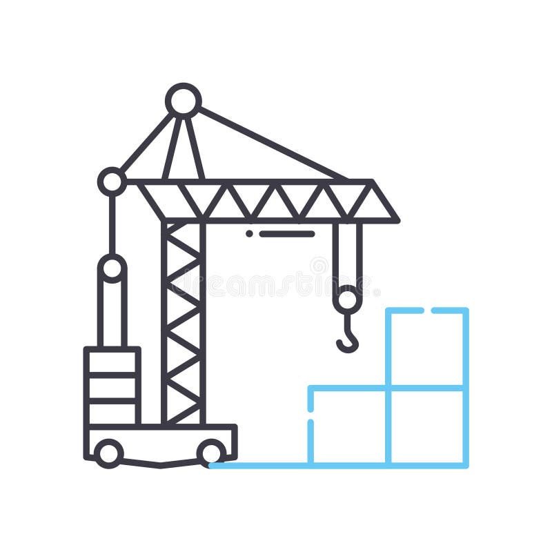 Crane Line Icon, Outline Symbol, Vector Illustration, Concept Sign ...