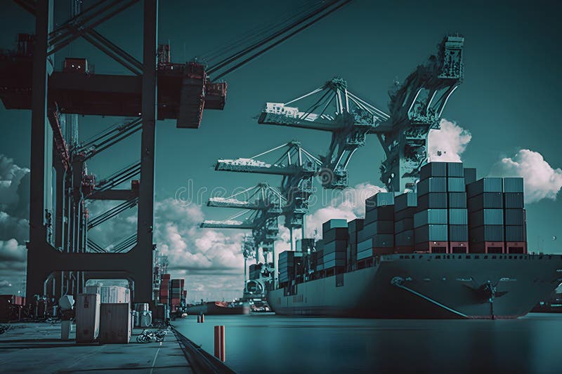 Crane Loading Cargo Container Import Container Ship in the ...