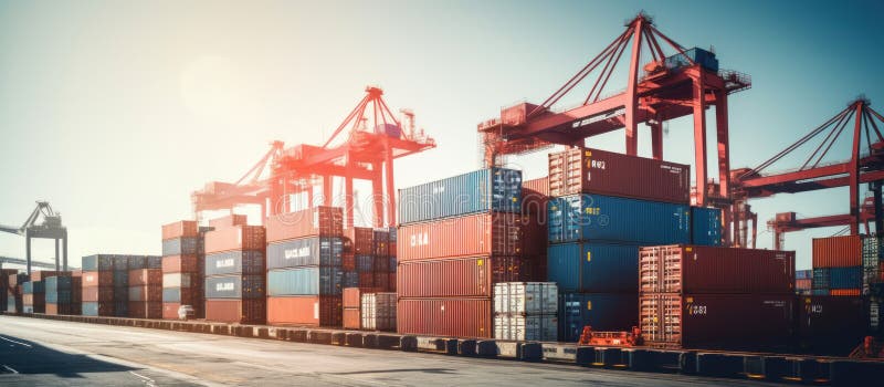 Crane Loading Cargo Container Import Container Ship in the ...