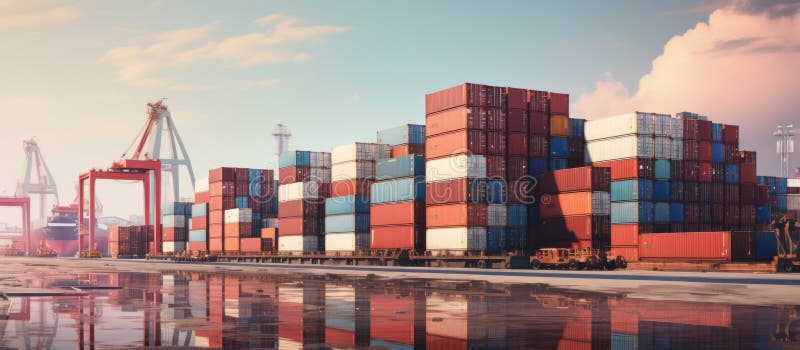 Crane Loading Cargo Container Import Container Ship in the ...