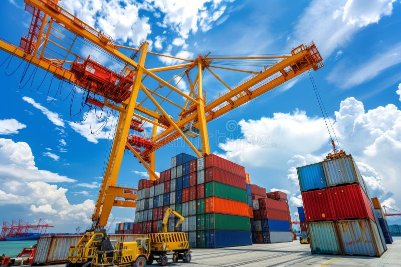 Crane Loading Cargo Container International Terminal Logistic Transport ...