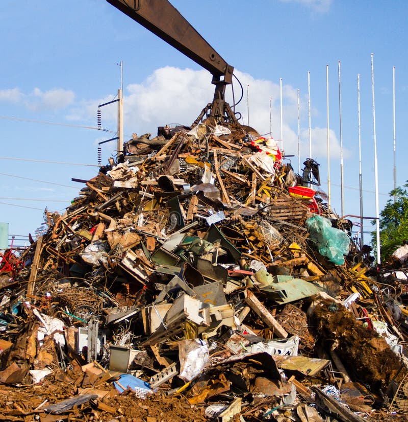 Crane-Loading Scrap in a Truck Stock Image - Image of material ...
