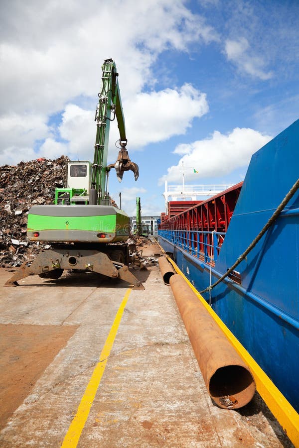 Crane Loading Ship with Steel Stock Photo - Image of rust, obsolete ...