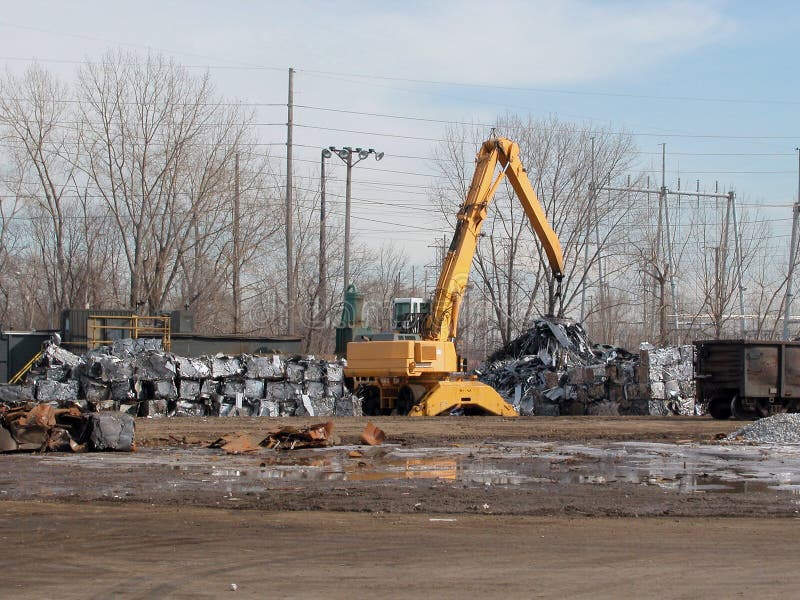 Crane with magnet stock image. Image of recycle, pile - 13178943