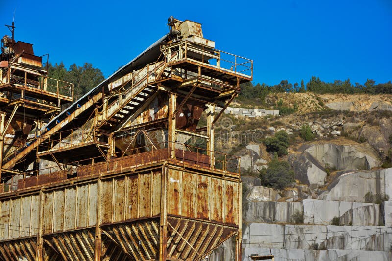 Marble Site with Crane Working Stock Image - Image of crane, business ...