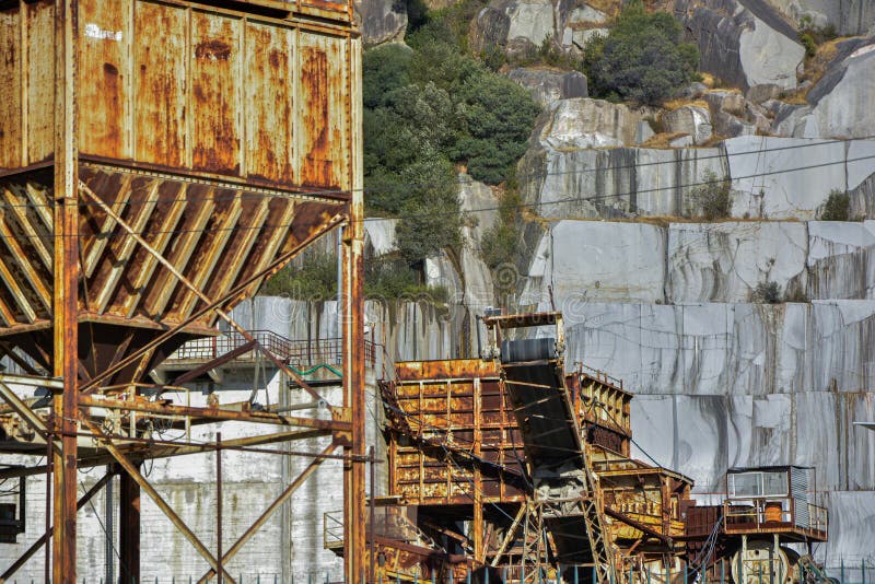 Marble Site with Crane Working Stock Image - Image of sculpture ...
