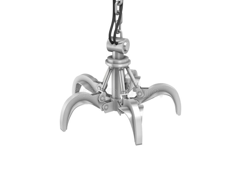 Crane Mechanical Claw Isolated on White Background Stock Illustration ...