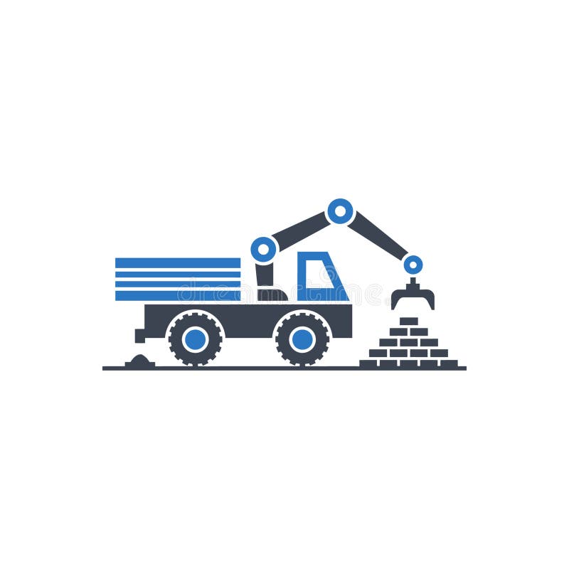 Crane Moving Construction Materials Icon Stock Vector - Illustration of ...