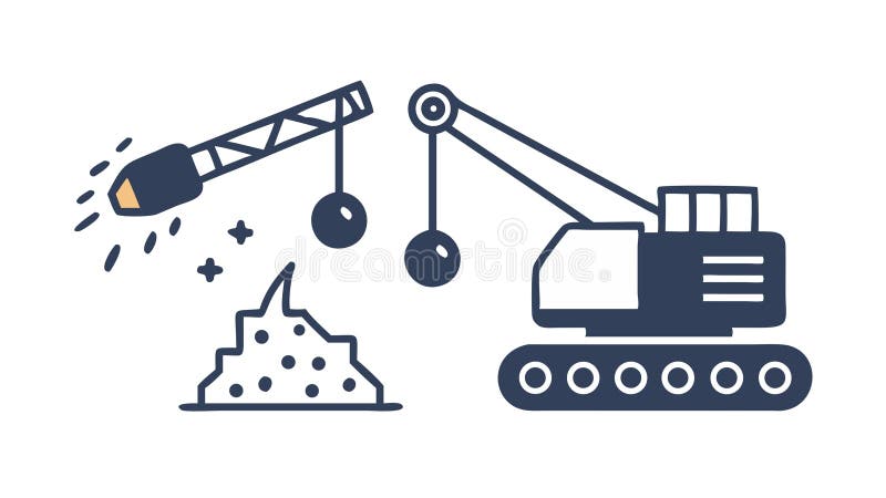 Crane Moving Debris, Construction Site Cleanup, Vector Design ...