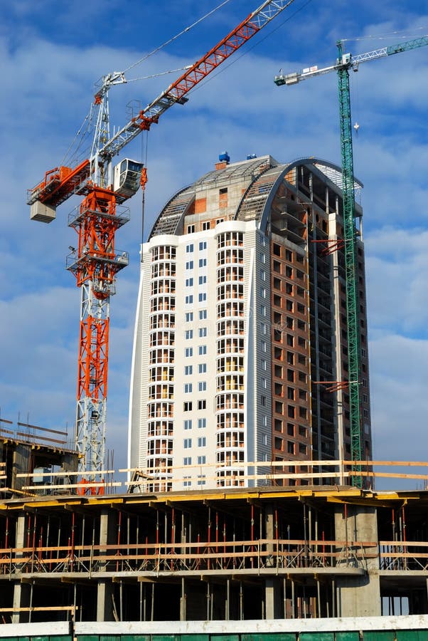 Crane and new building stock photo. Image of steel, architecture - 18052818