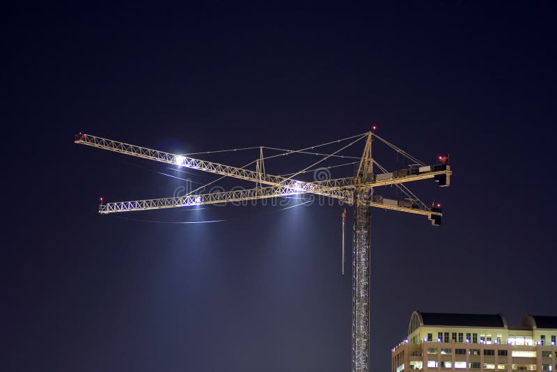 Crane at Night stock image. Image of cityscape, architecture - 1265929