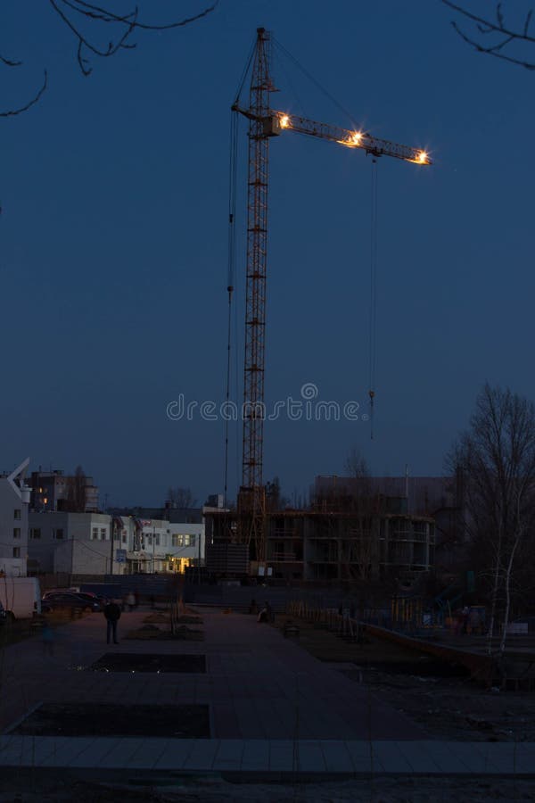 Crane at night stock photo. Image of city, steel, development - 51544456