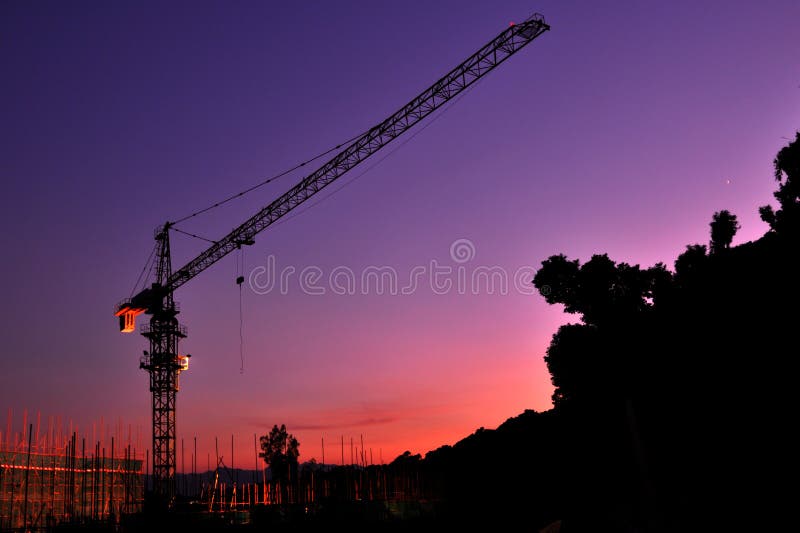 Crane after night fall stock photo. Image of light, night - 35089326
