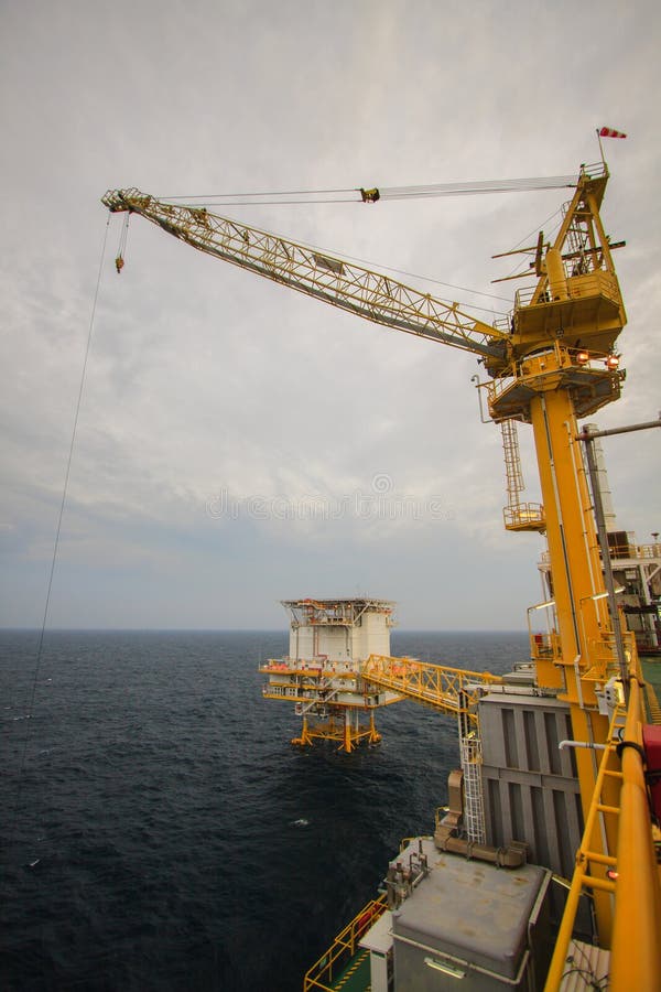 Crane Operation Transfer Cargo on the Platform and Moving Cargo from ...