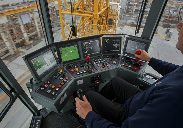 Crane Operator Controls Modern Technology Stock Illustration ...