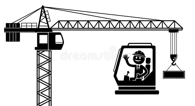 Crane Operator Lifting Load Construction Work Vector Illustration Stock ...