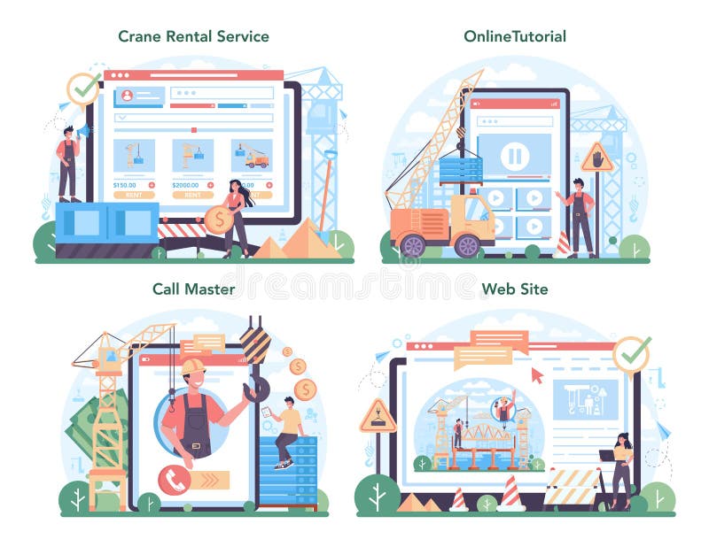 Crane Operator Online Service or Platform Set. Industrial Builder Stock ...