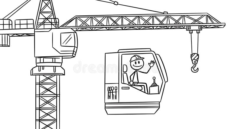 Crane Operator Cartoon stock image. Image of drawing - 390763561