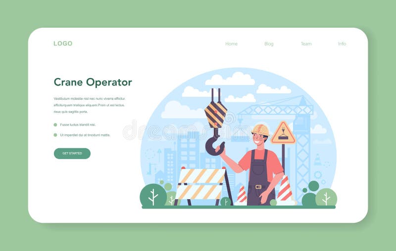 Crane Operator Web Banner or Landing Page. Industrial Builder Stock ...