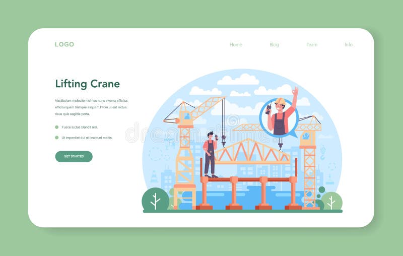Crane Operator Web Banner or Landing Page. Industrial Builder Stock ...