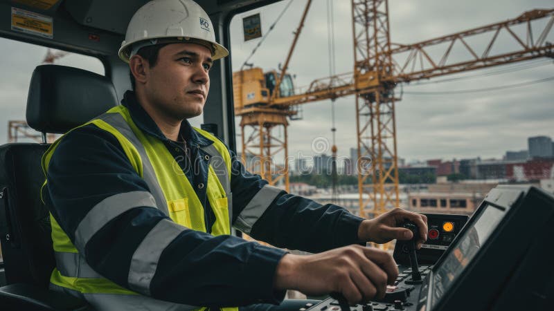 Crane Operator at Work stock illustration. Illustration of operator ...