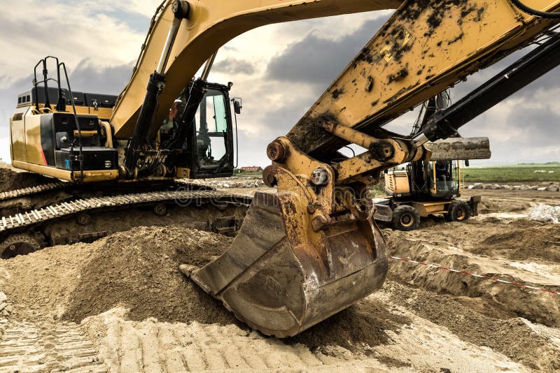 Crane Operators at Work on a Construction Site Stock Image - Image of ...