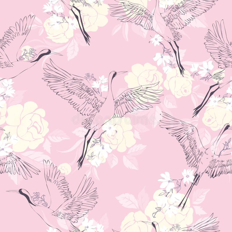 Crane, Pattern, Vector, Illustration Stock Vector - Illustration of ...