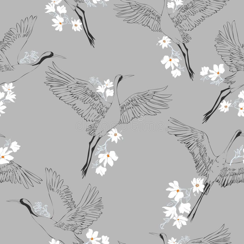 Crane, Pattern, Vector, Illustration Stock Vector - Illustration of ...
