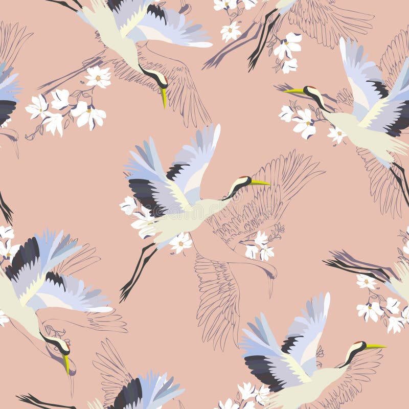 Crane, Pattern, Vector, Illustration Stock Vector - Illustration of ...