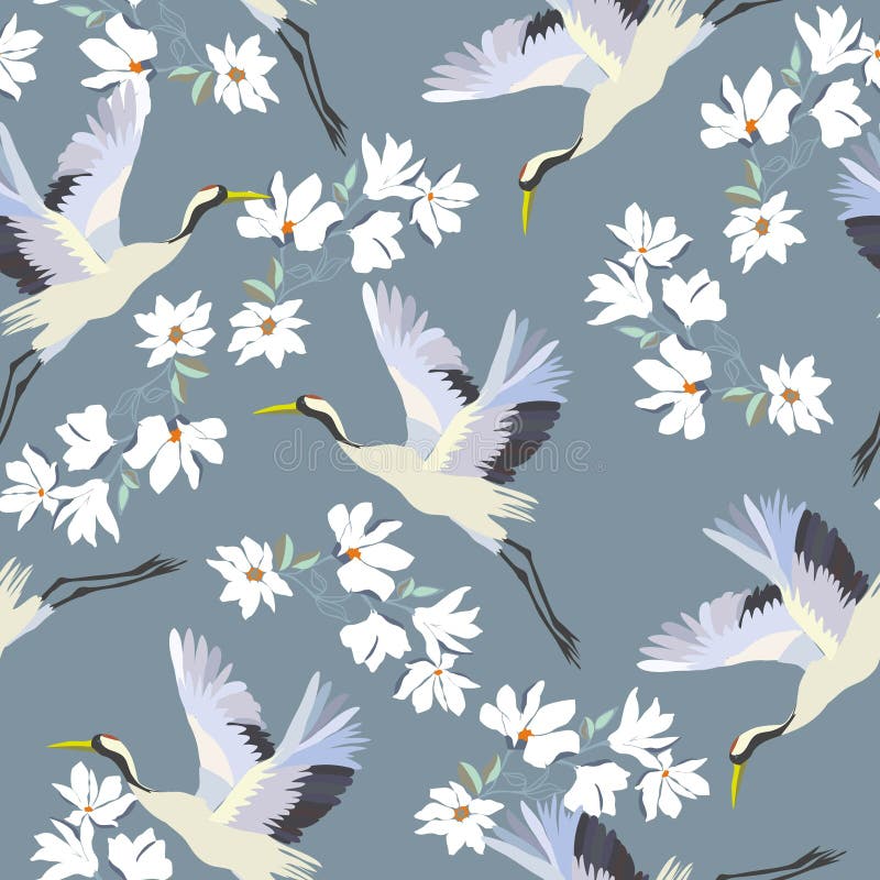 Crane, Pattern, Vector, Illustration Stock Vector - Illustration of ...