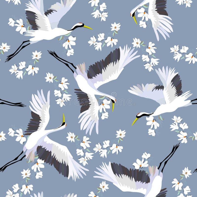 Crane, Pattern, Vector, Illustration Stock Vector - Illustration of ...