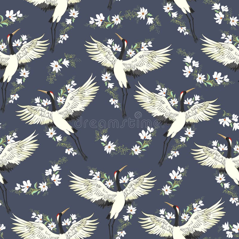 Crane, Pattern, Vector, Illustration Stock Vector - Illustration of ...