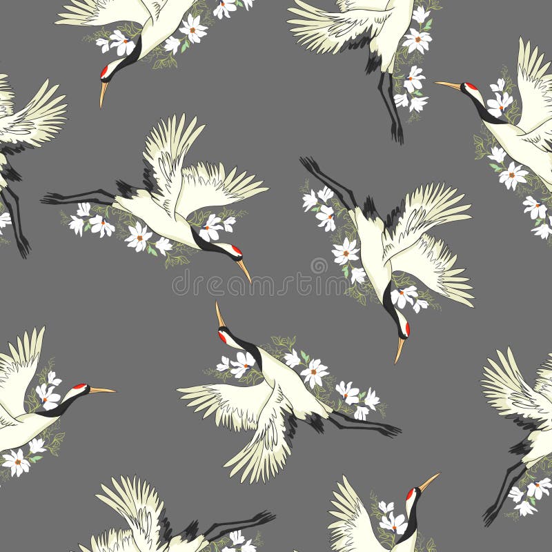 Crane, Pattern, Vector, Illustration Stock Vector - Illustration of ...