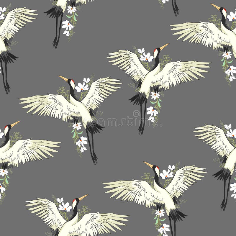 Crane, Pattern, Vector, Illustration Stock Vector - Illustration of ...