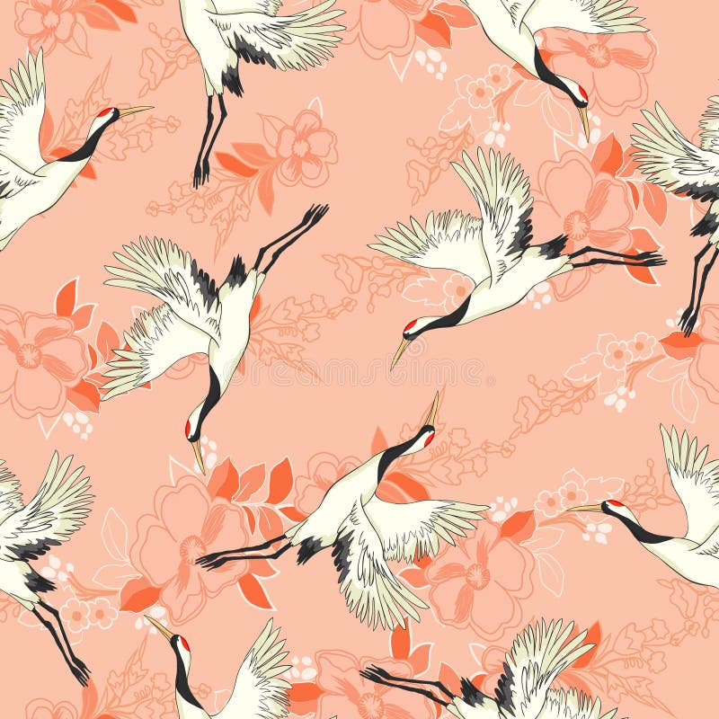 Crane, Pattern, Vector, Illustration Stock Vector - Illustration of ...