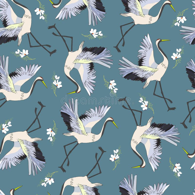 Crane, Pattern, Vector, Illustration Stock Vector - Illustration of ...